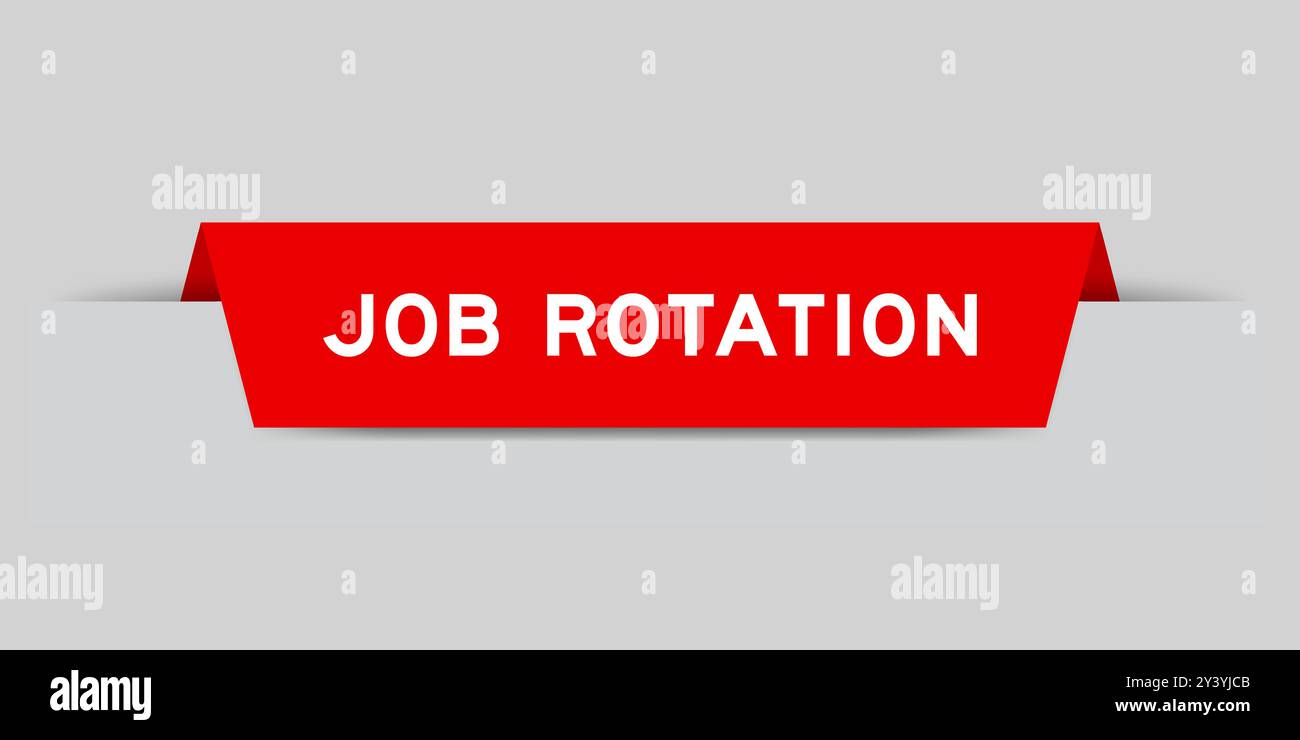 Red color inserted label with word job rotation on gray background ...