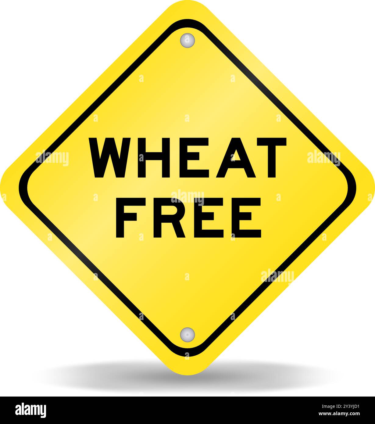 Yellow color transportation sign with word wheat free on white ...