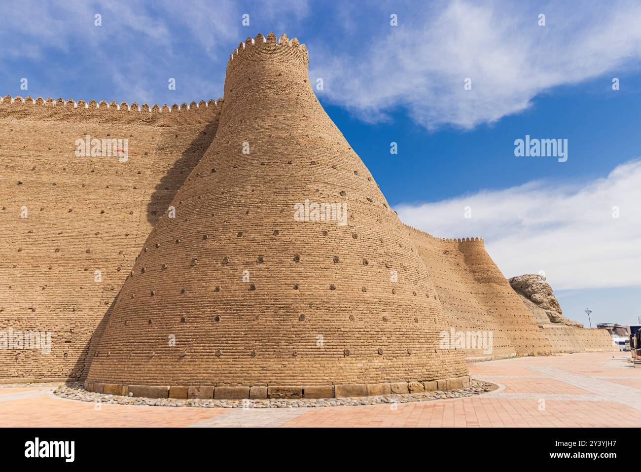 View of the Ark of Bukhara in Uzbekistan Fortress wall of the Ark of ...