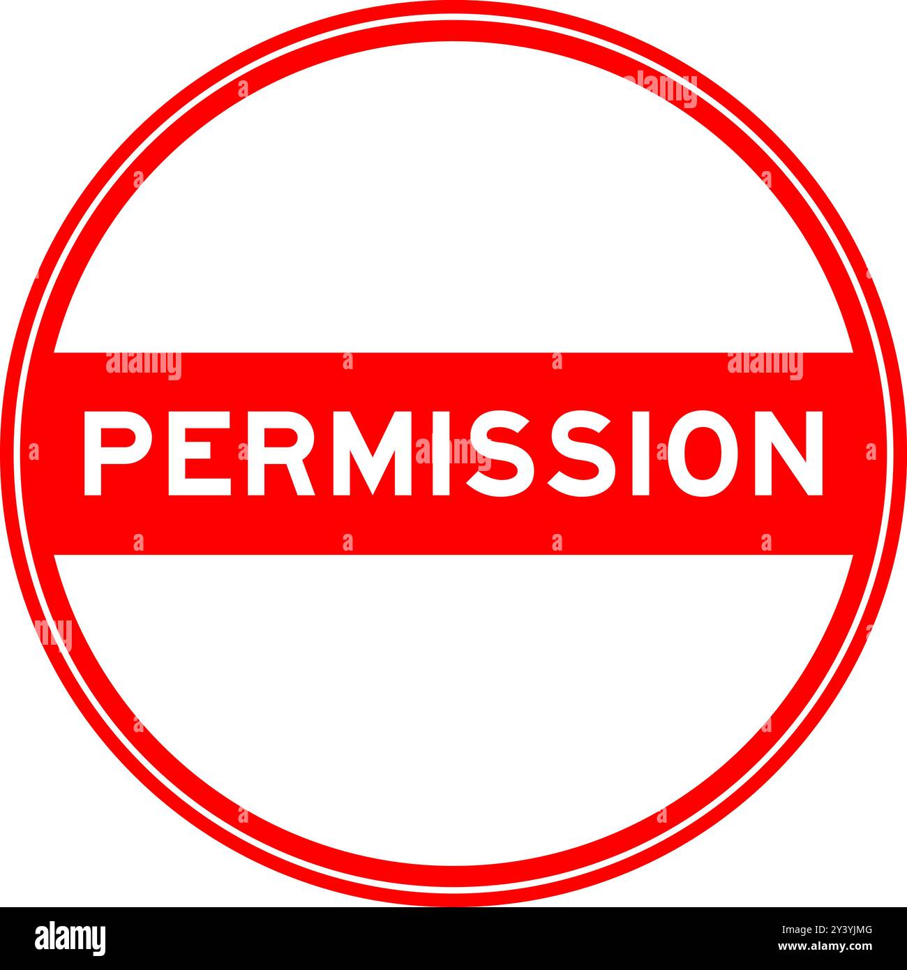 Red color round seal sticker in word permission on white background ...