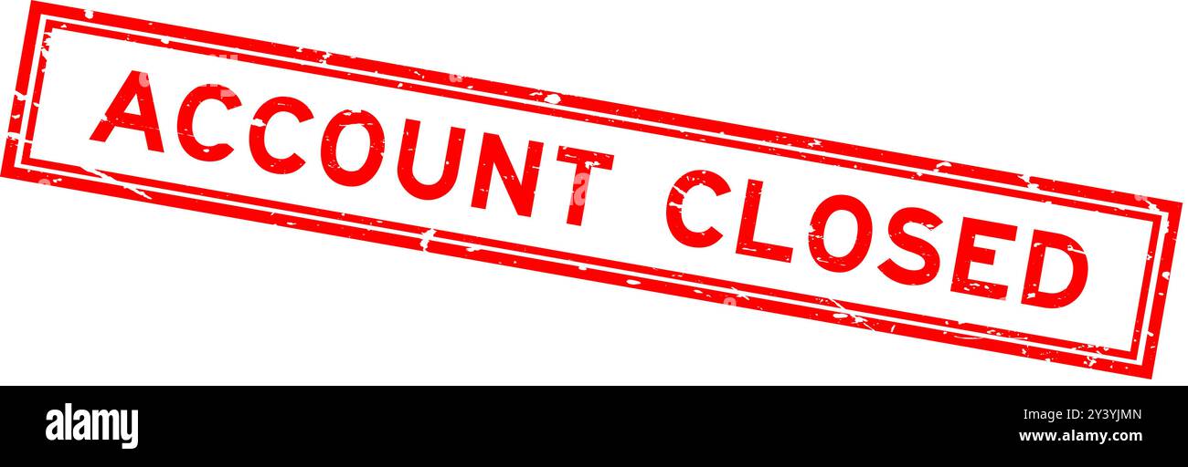 Grunge red account closed word square rubber seal stamp on white ...