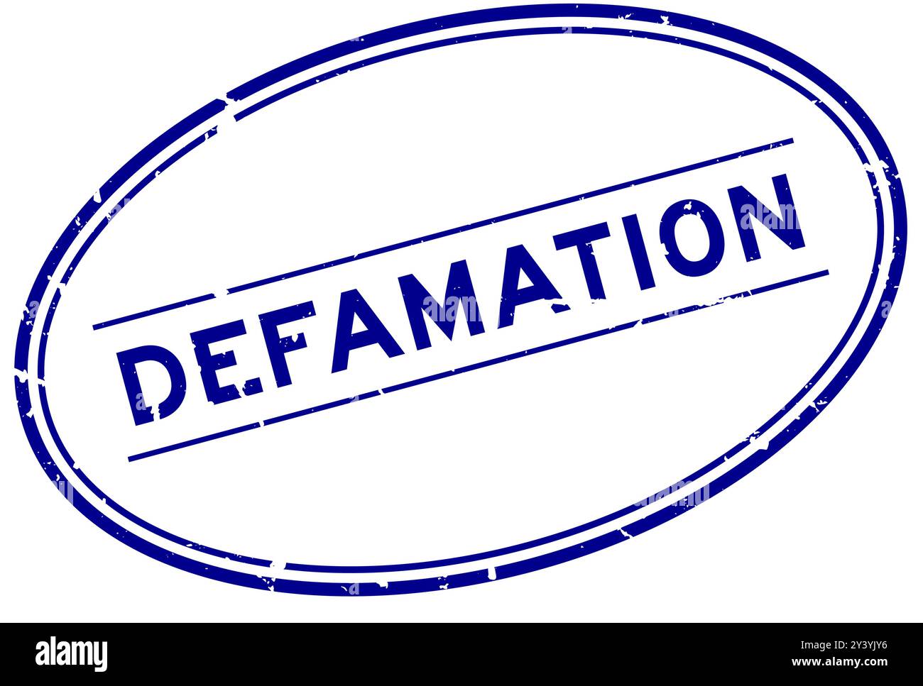 Grunge blue defamation word oval rubber seal stamp on white background ...