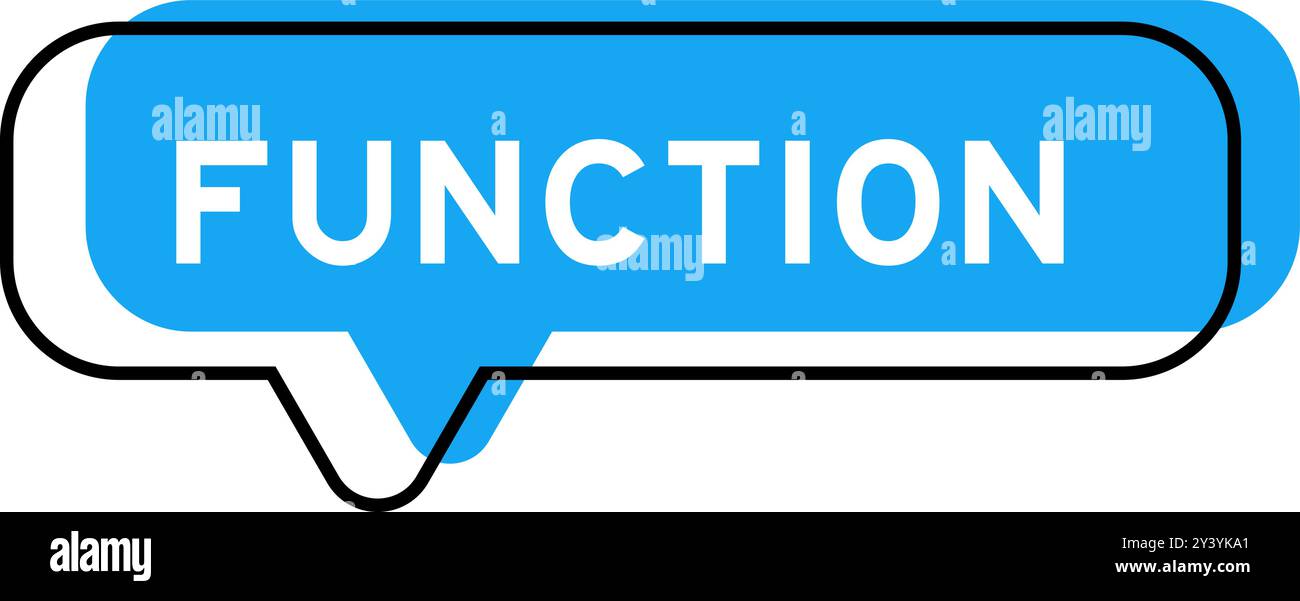 Speech banner and blue shade with word function on white background ...