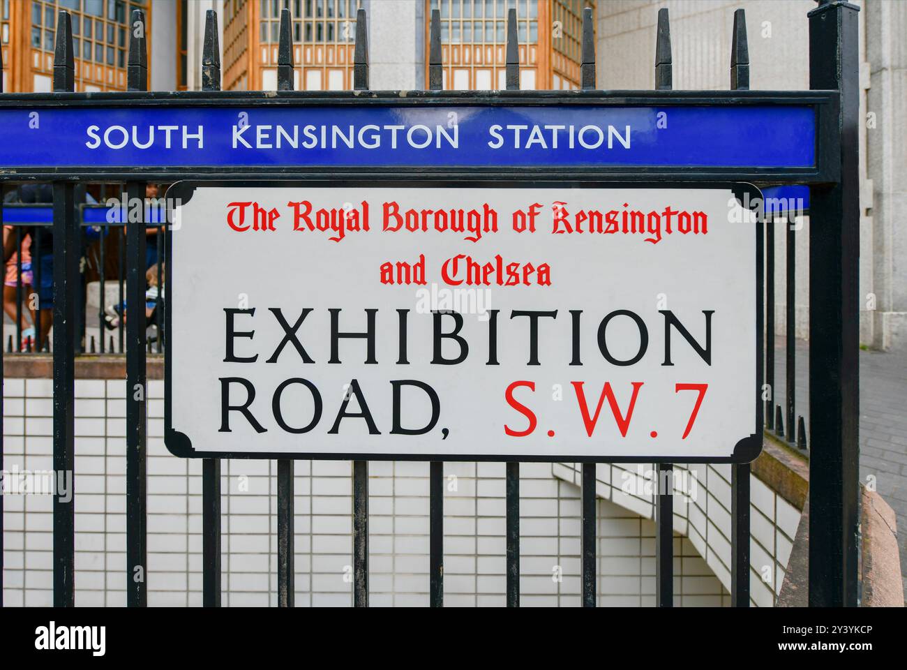 Royal Borough of Kensington & Chelsea, Exhibition Road, SW7, road sign ...