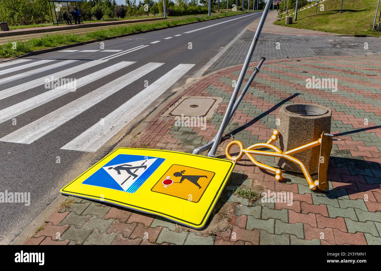 Road accident on the lanes next to a marked pedestrian crossing to ...