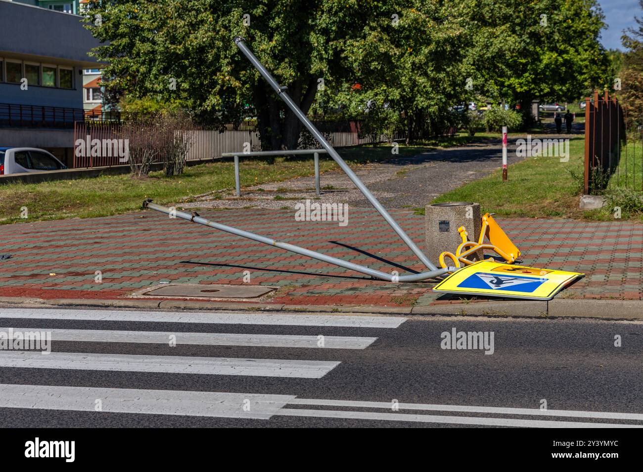 Road accident on the lanes next to a marked pedestrian crossing to ...