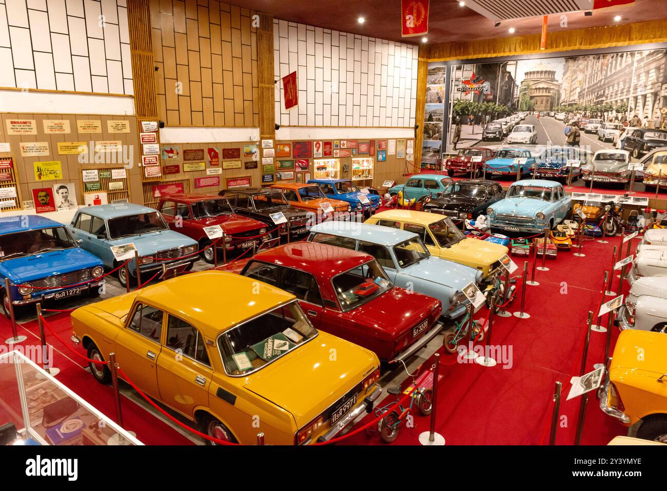 Car museum. Cars on display at the Cars of Socialism museum in the town ...