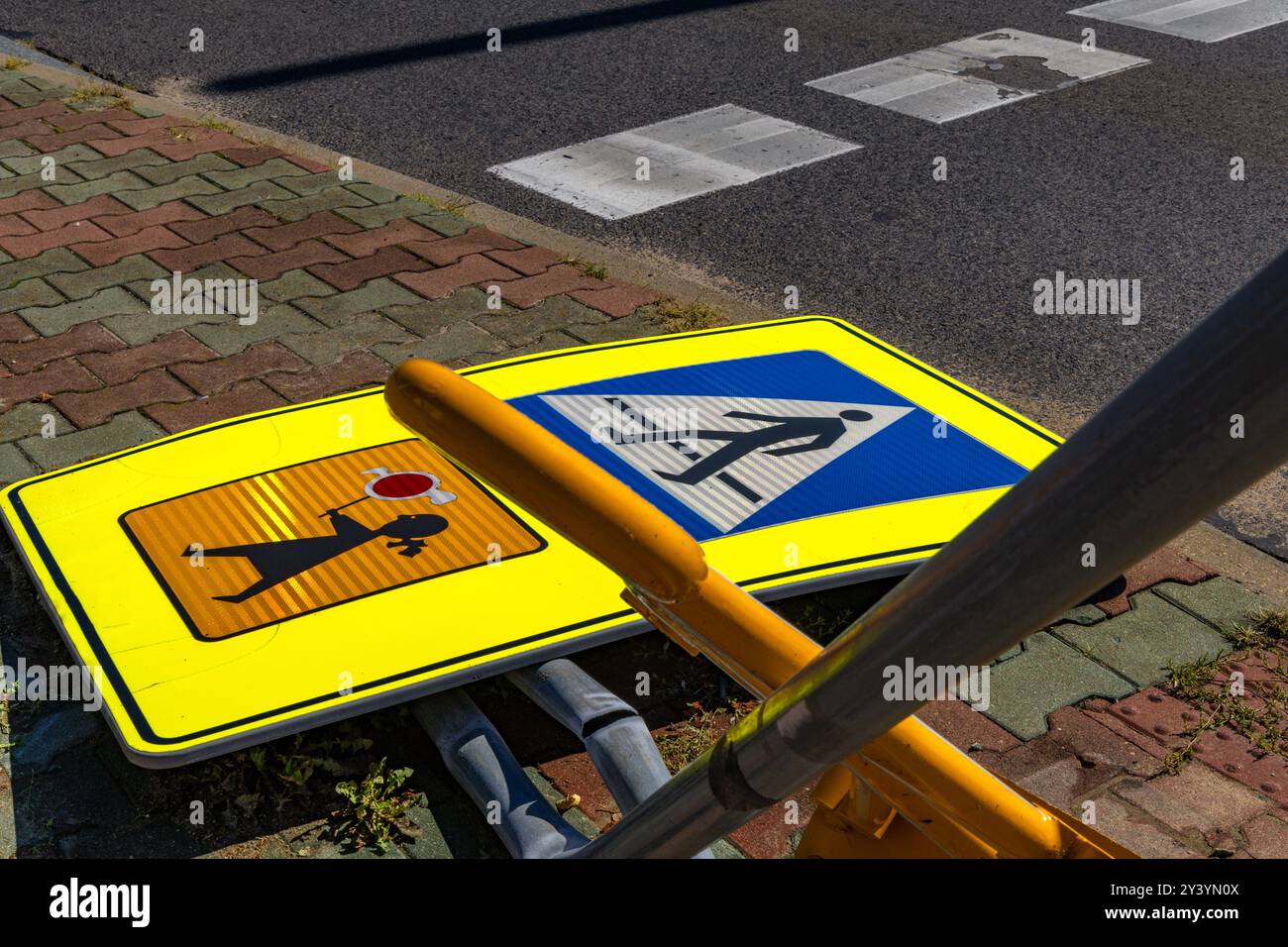 Road accident on the lanes next to a marked pedestrian crossing to ...