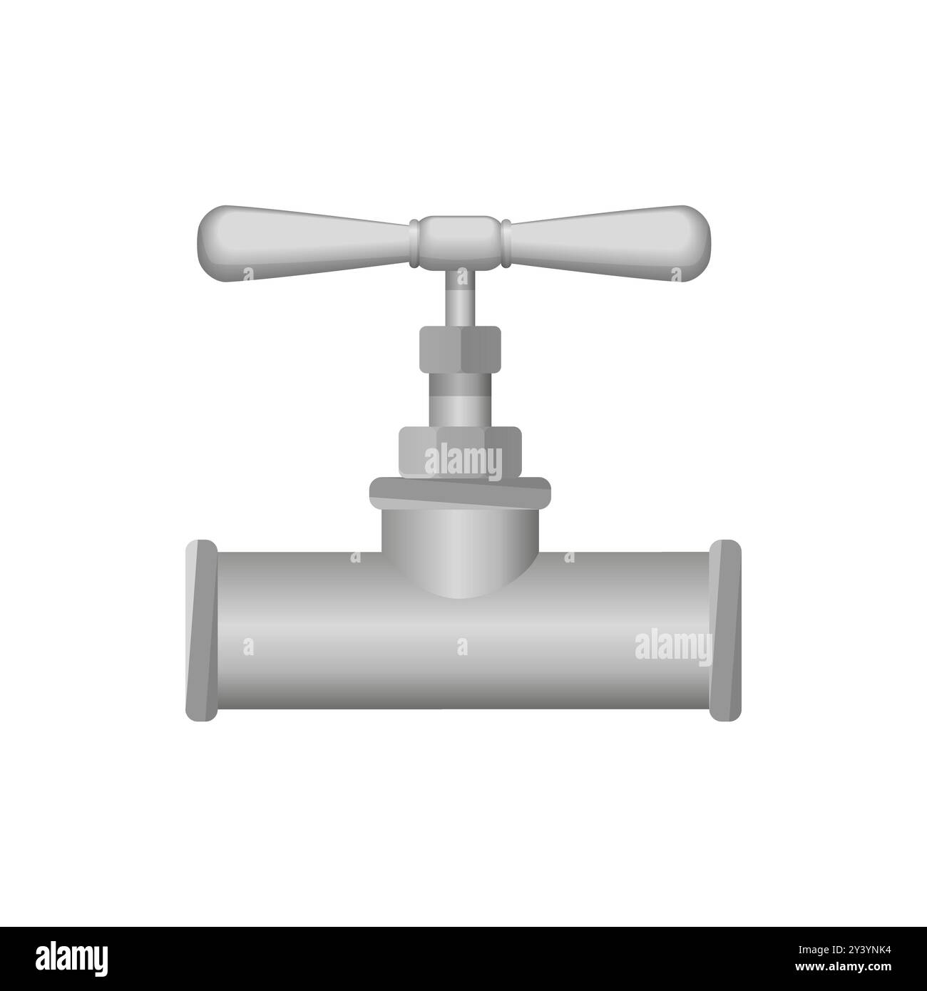 Vector image of a metallic T-shaped pipe connector, isolated on white ...