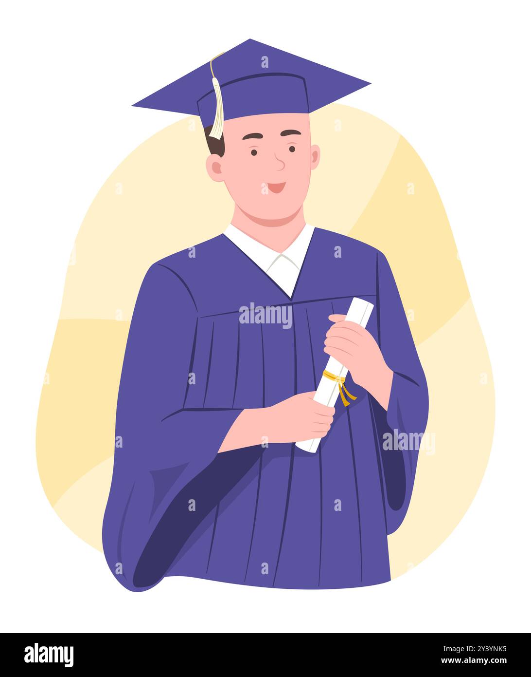 College Graduate Man in Graduation Gown Holding Diploma for Graduation ...