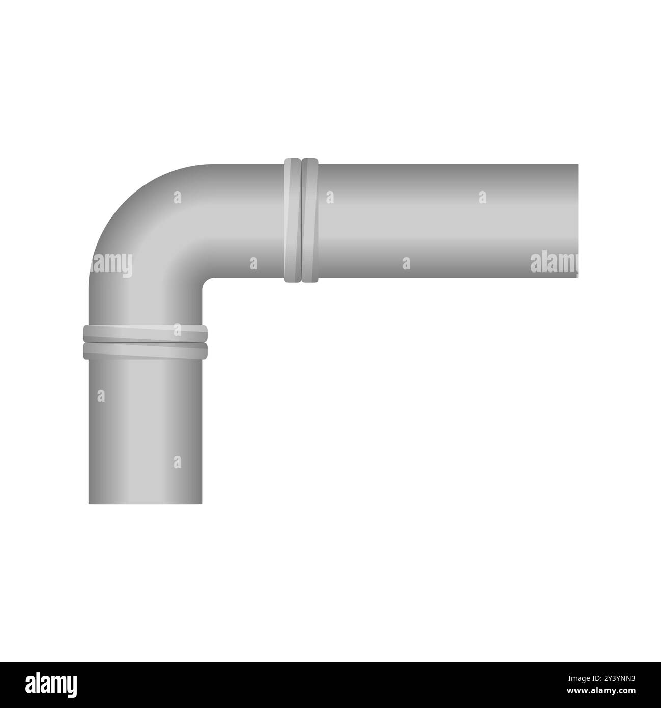 Vector image of a metallic Y-shaped pipe connector, isolated on white ...