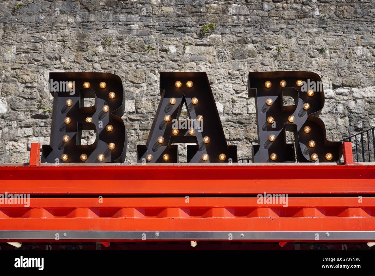 Retro bar sign at pop up event. Refreshments Stock Photo - Alamy