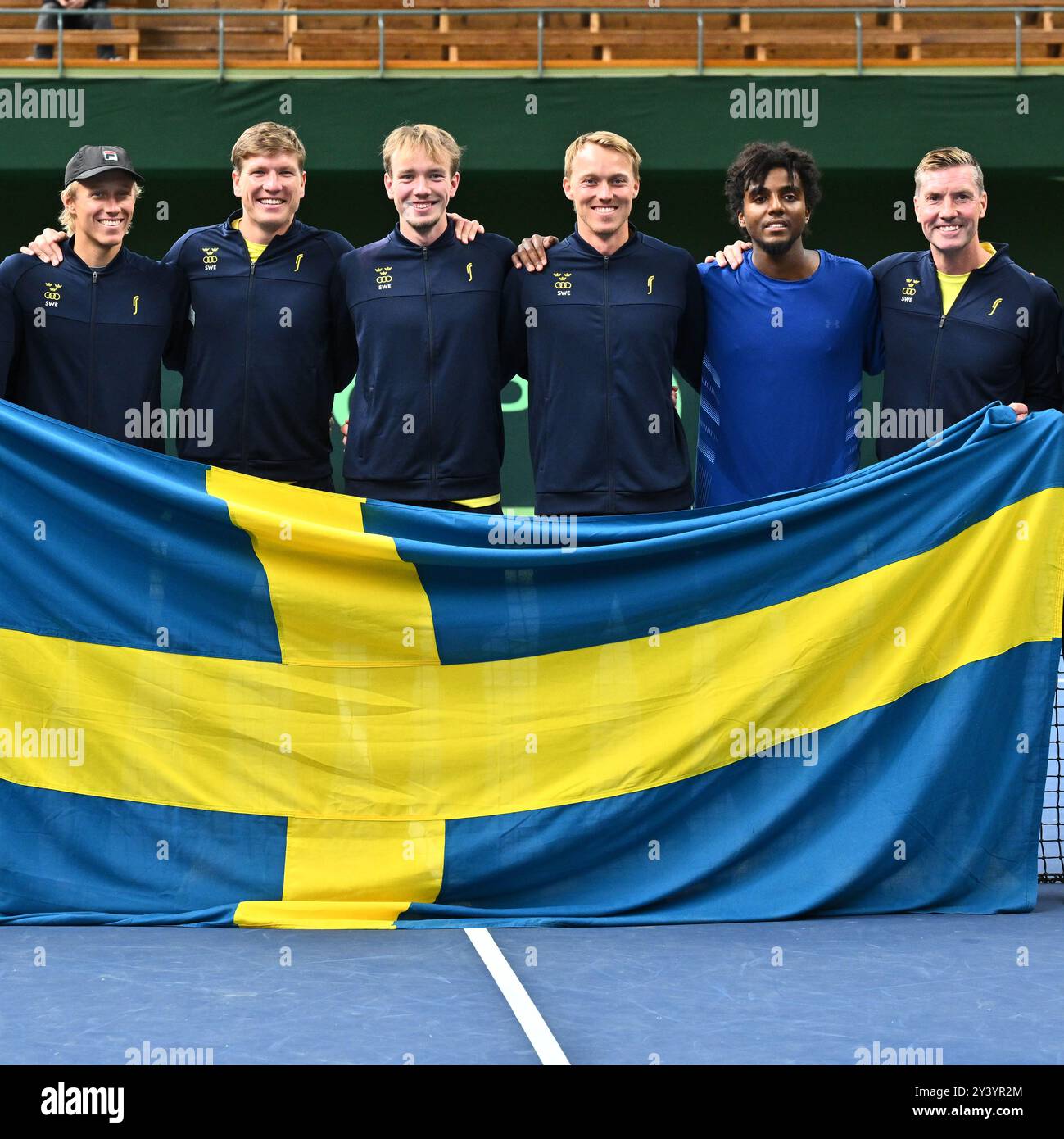 STOCKHOLM, SWEDEN 20240915Sweden's Davis Cup team after the victory in ...
