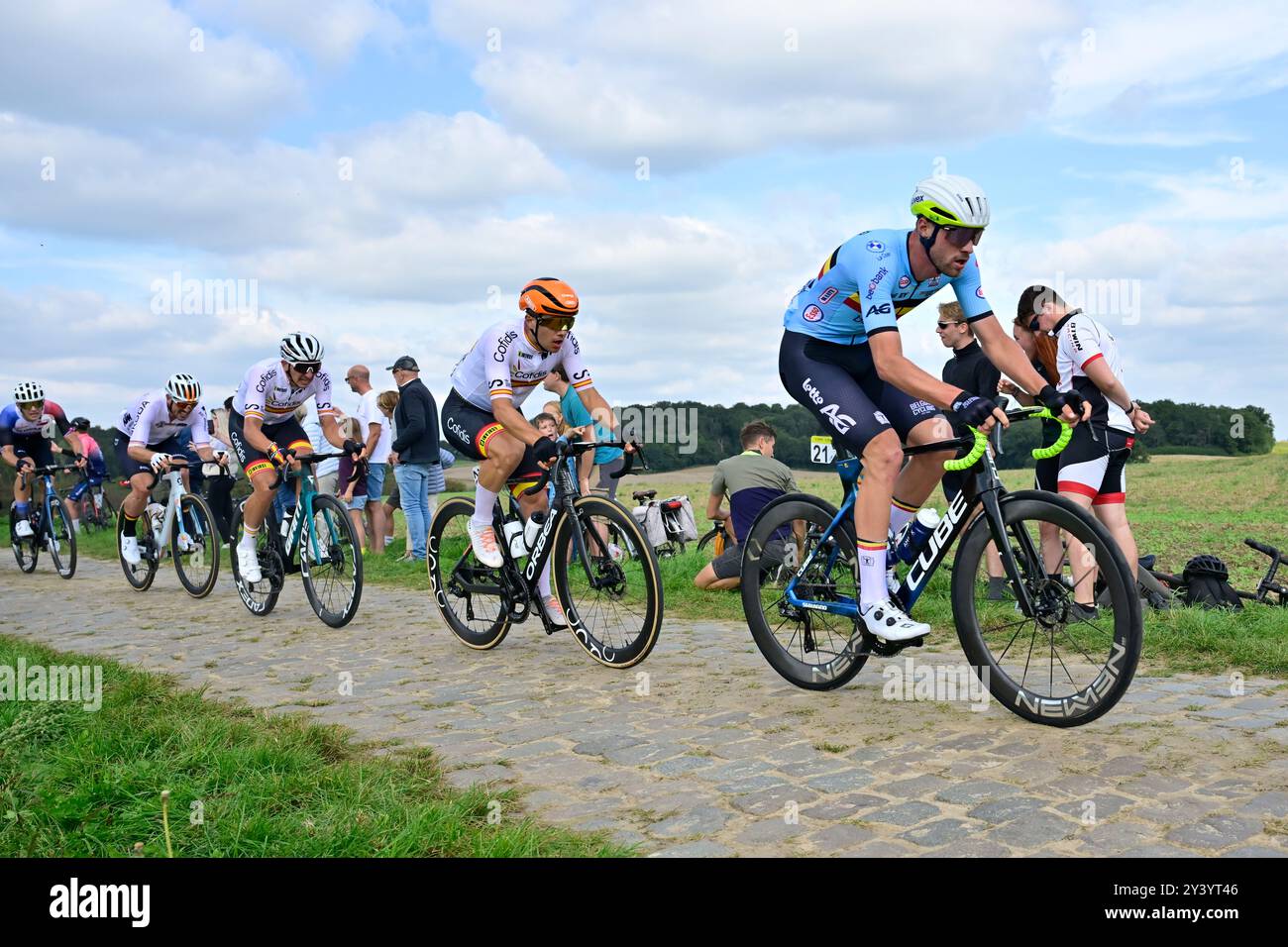 Belgian Laurenz Rex pictured in action during the Men's Elite Road Race ...