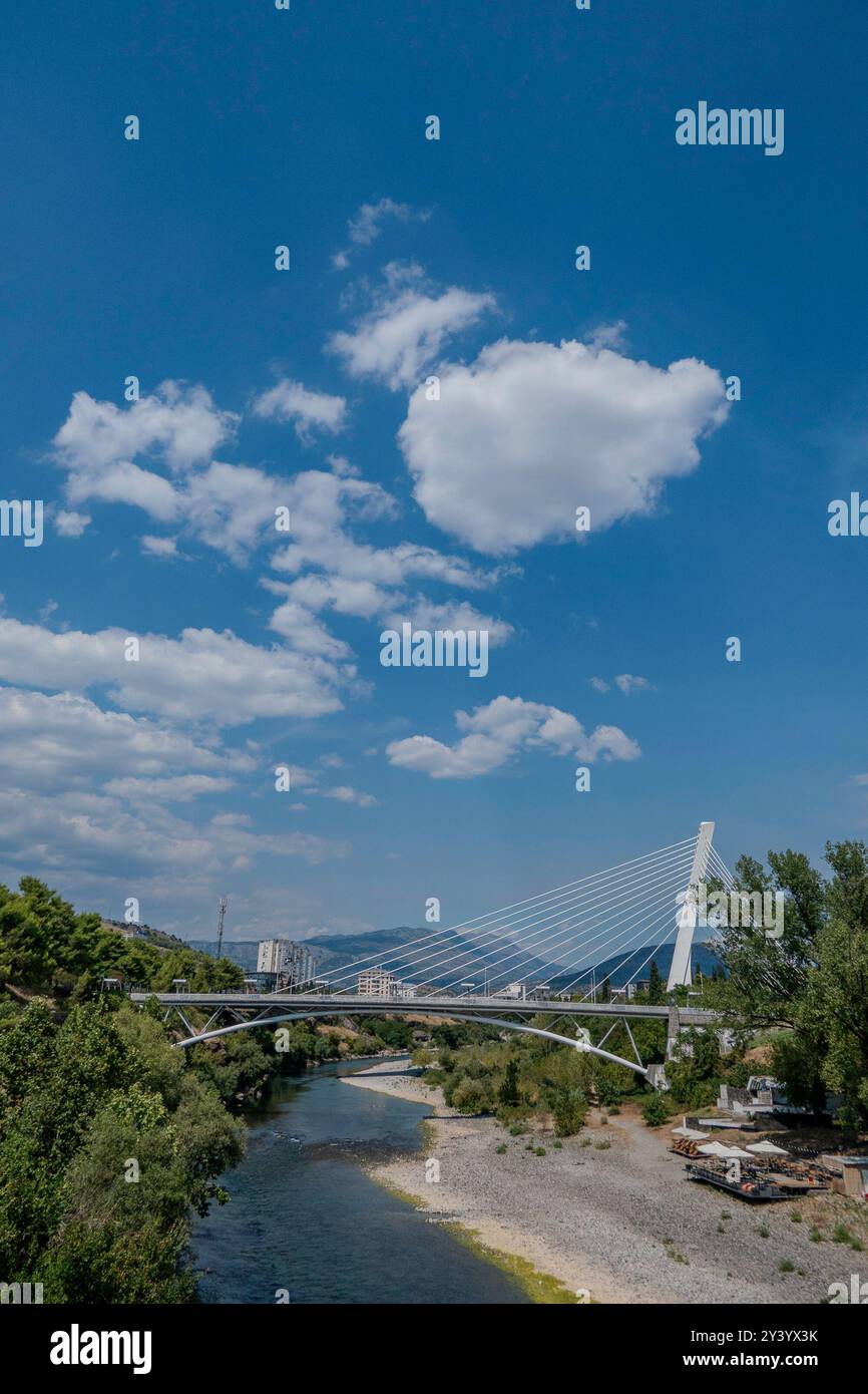 Podgorica, Montenegro, August 5, 2024. Millennium Bridge over the ...