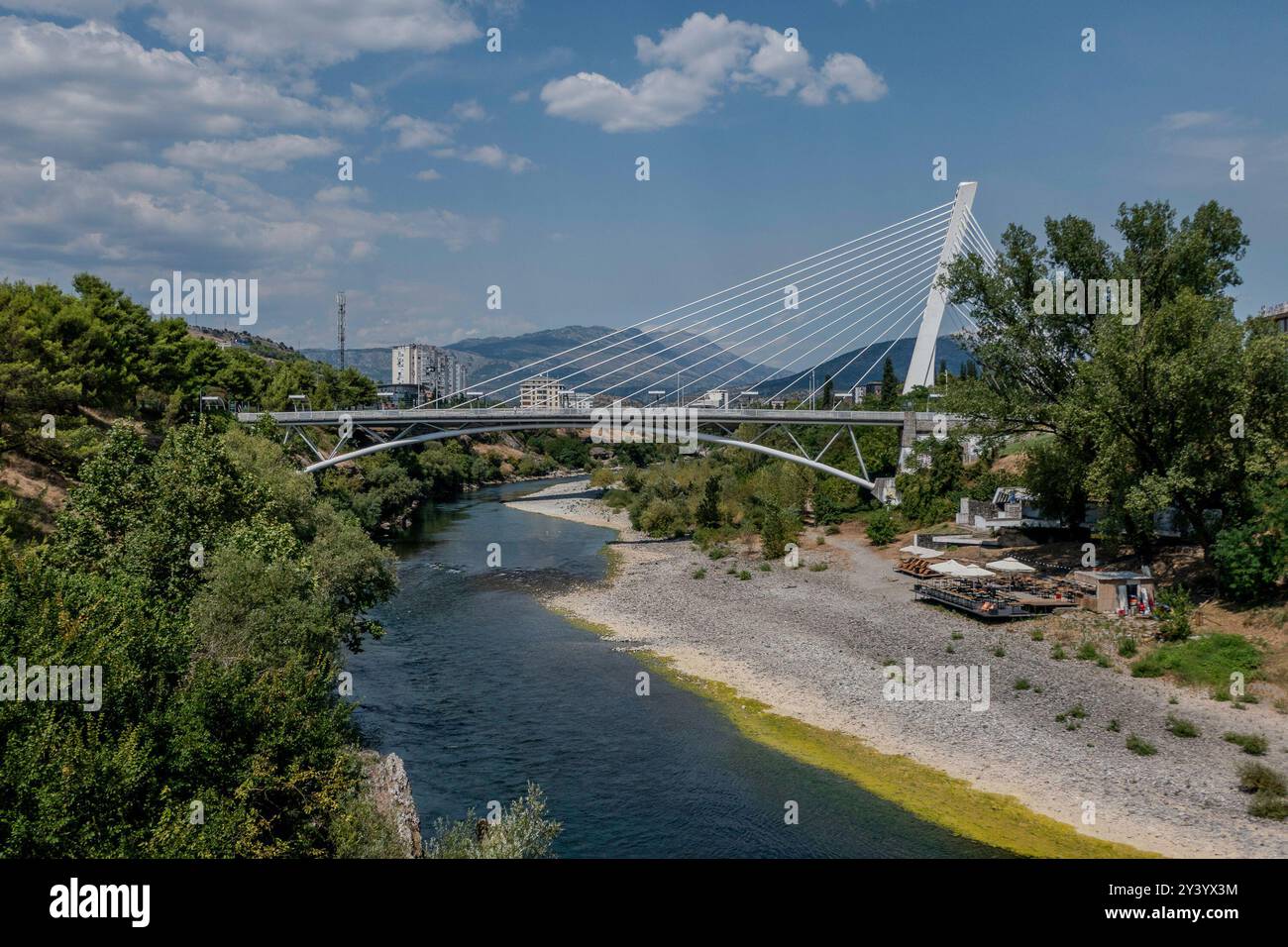 Podgorica, Montenegro, August 5, 2024. Millennium Bridge over the ...