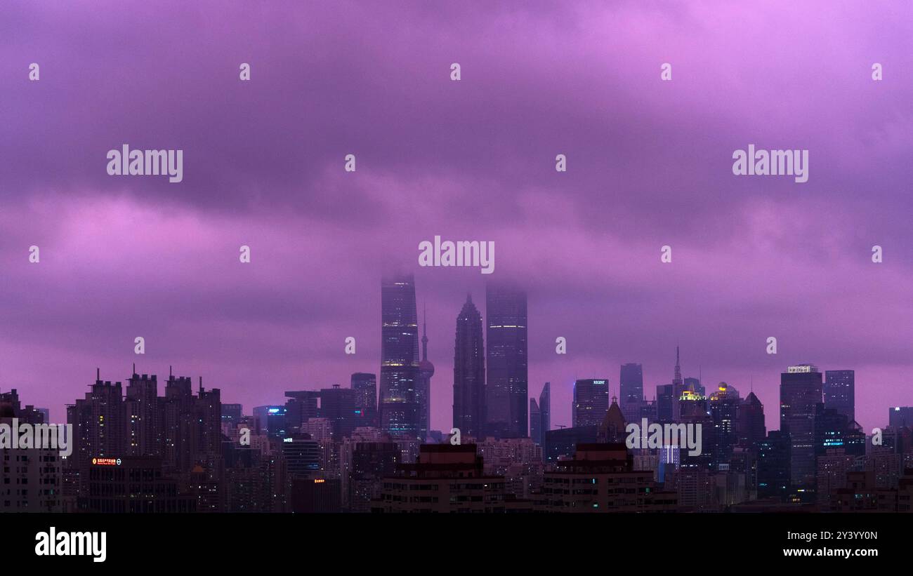 SHANGHAI, CHINA - SEPTEMBER 15, 2024 - Typhoon Bebinca causes the sky ...