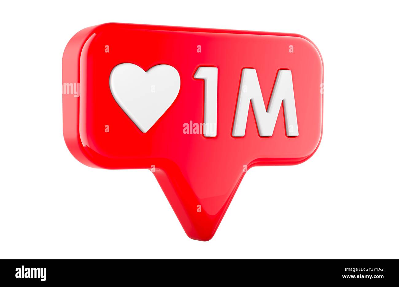 One million likes, social media notification with heart icon, 3D ...