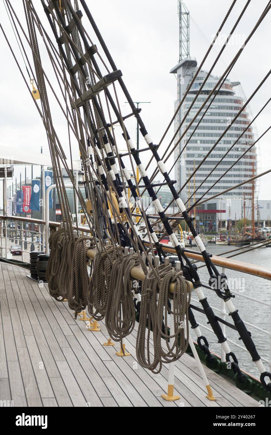 Ropes, ropes, sailing ship, training ship Germany, Bremerhaven, Germany ...