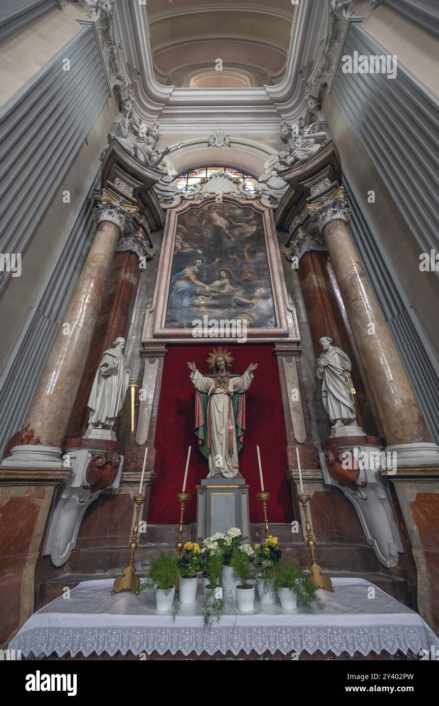 Side altar of the parish church, founded in 1307, baroqueised in the ...