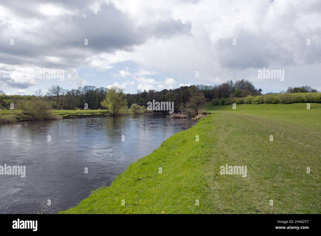 Railway viaduct now a footpath and bridal path spanning the River Lune ...