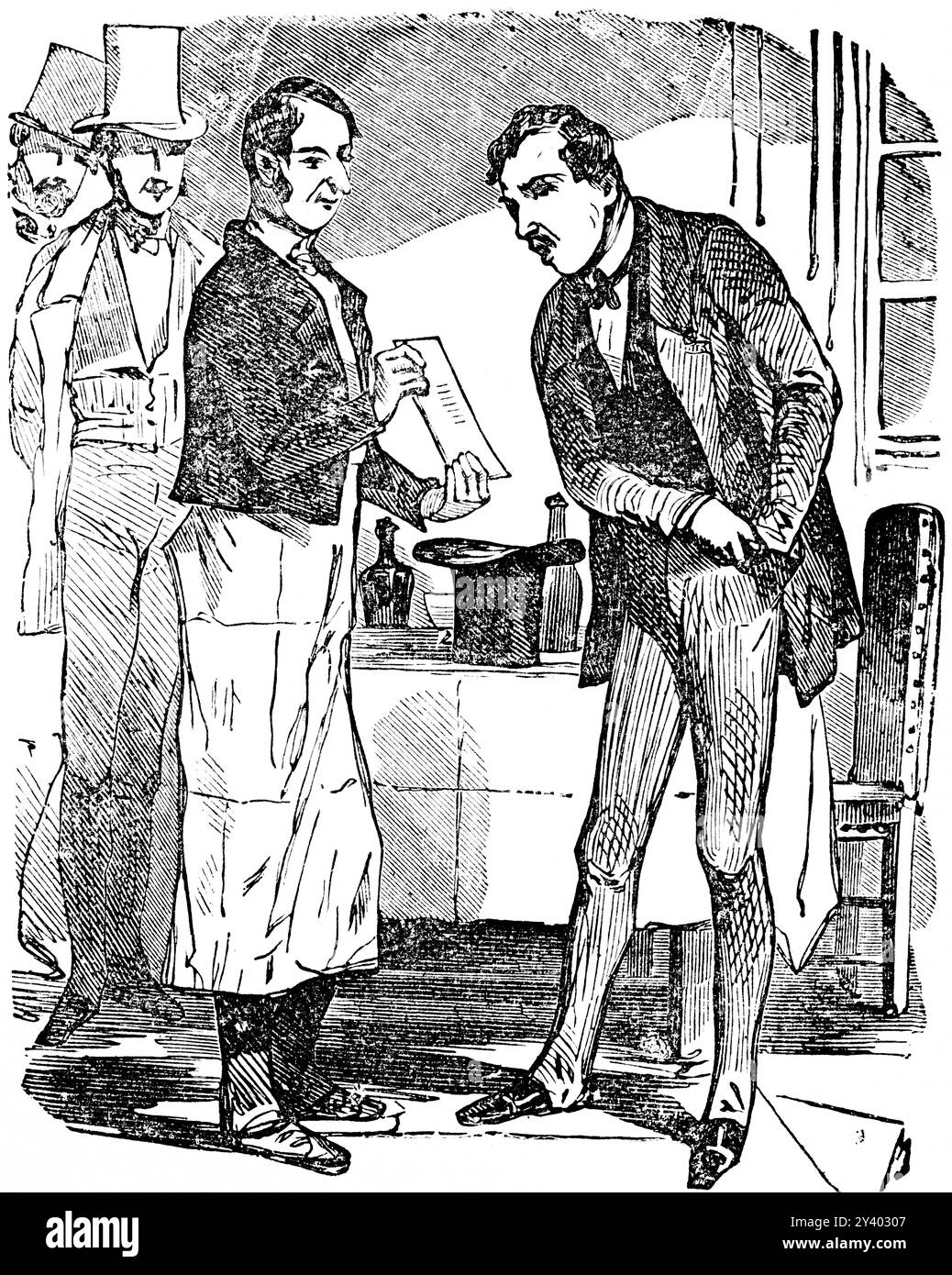 Distinguished gentleman complains about the high bill in a restaurant ...