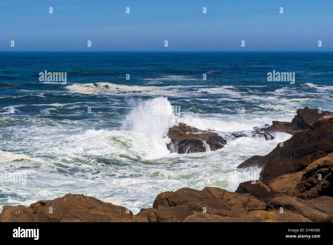 Waves Crashing on Rock, Boiler Bay State Park, Oregon Coast, USA Stock ...
