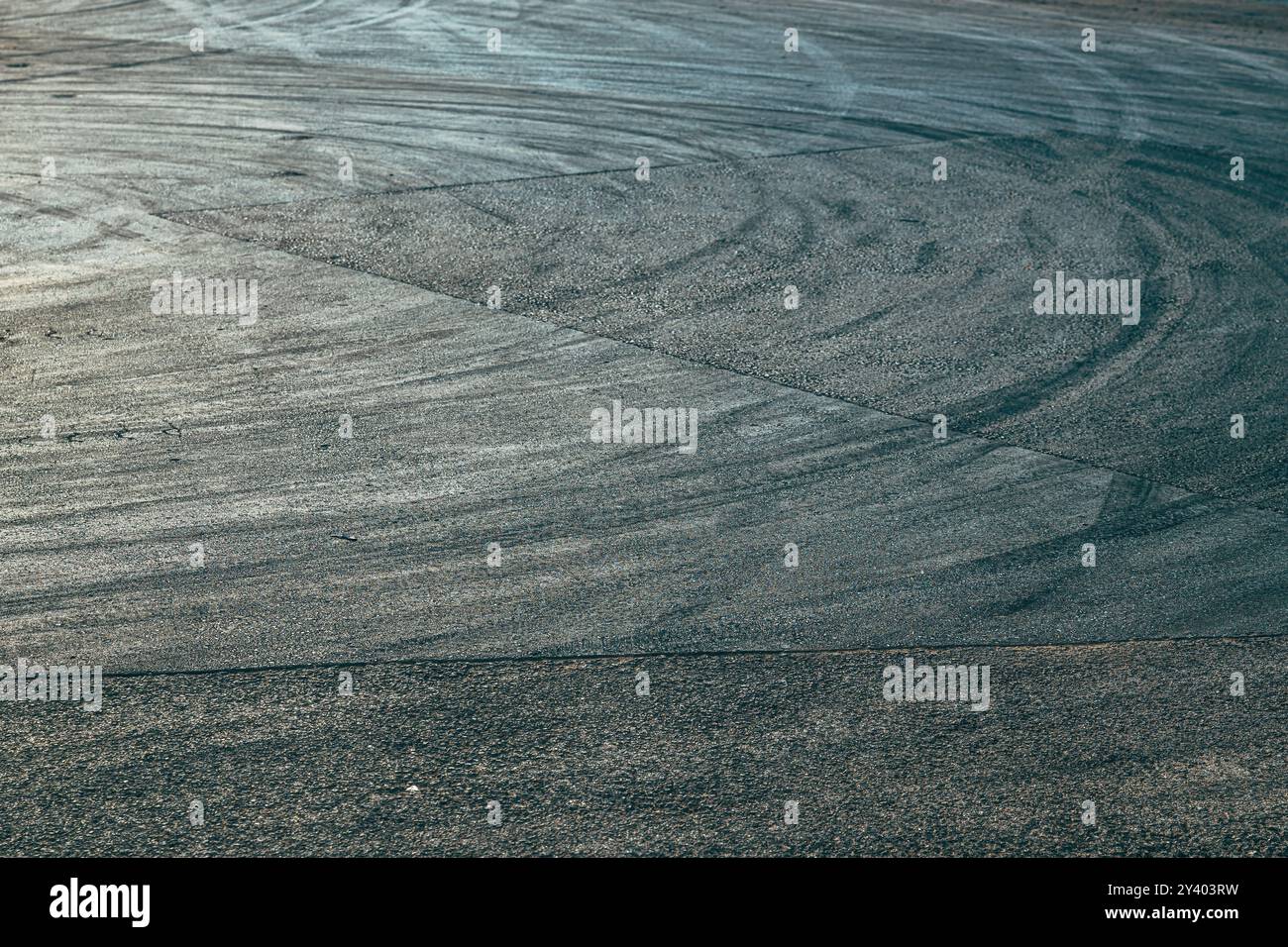 Tire track tread marks burnout on asphalt road, selective focus Stock ...