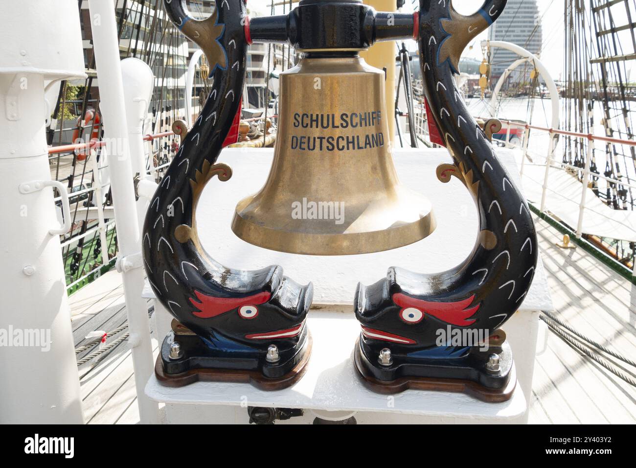 Ship's bell, sailing ship, training ship Germany, Bremerhaven, Germany ...
