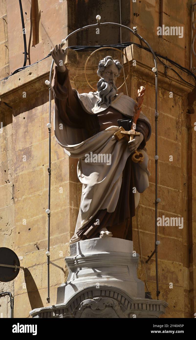 Statue at the Historical Cathedral in the Old Town of Valletta, the ...