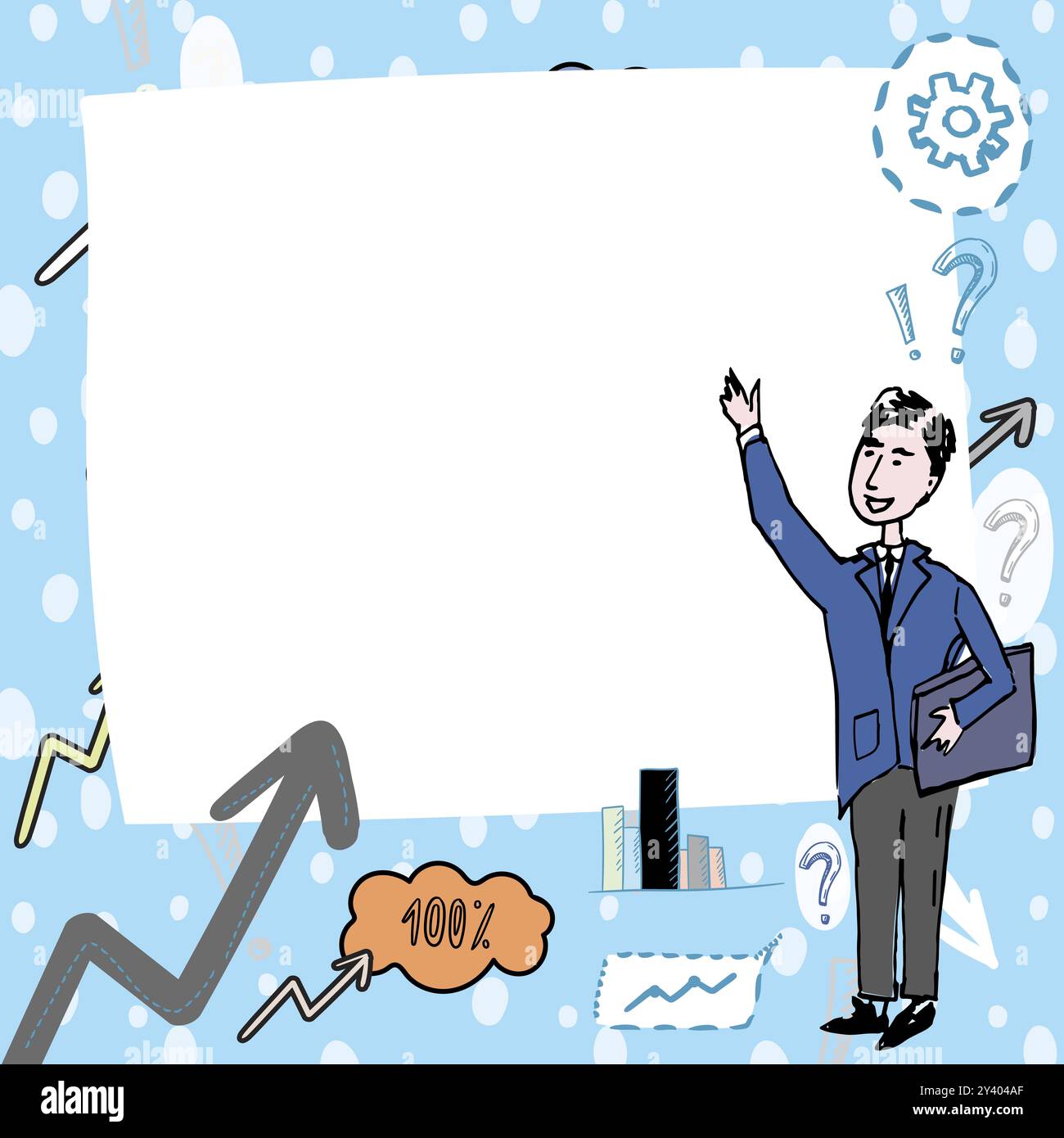 Gentleman Drawing Standing Pointing Finger In Blank Whiteboard Stock ...