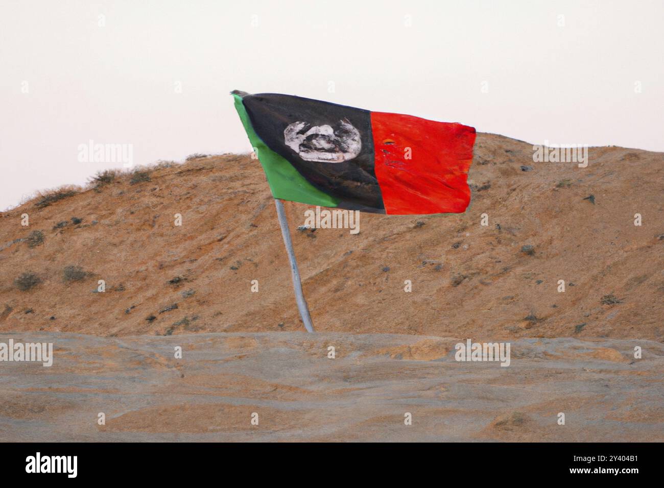 Afghan Flag in Desert Landscape, Afghanistan, Asia. Afghan flag in ...