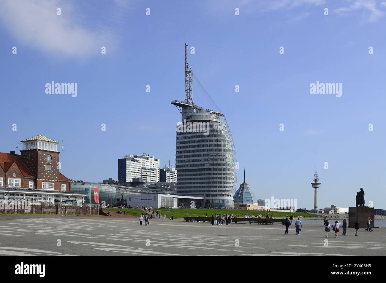 Panorama at the Port of Bremerhaven at the North Sea, Germany, Europe ...