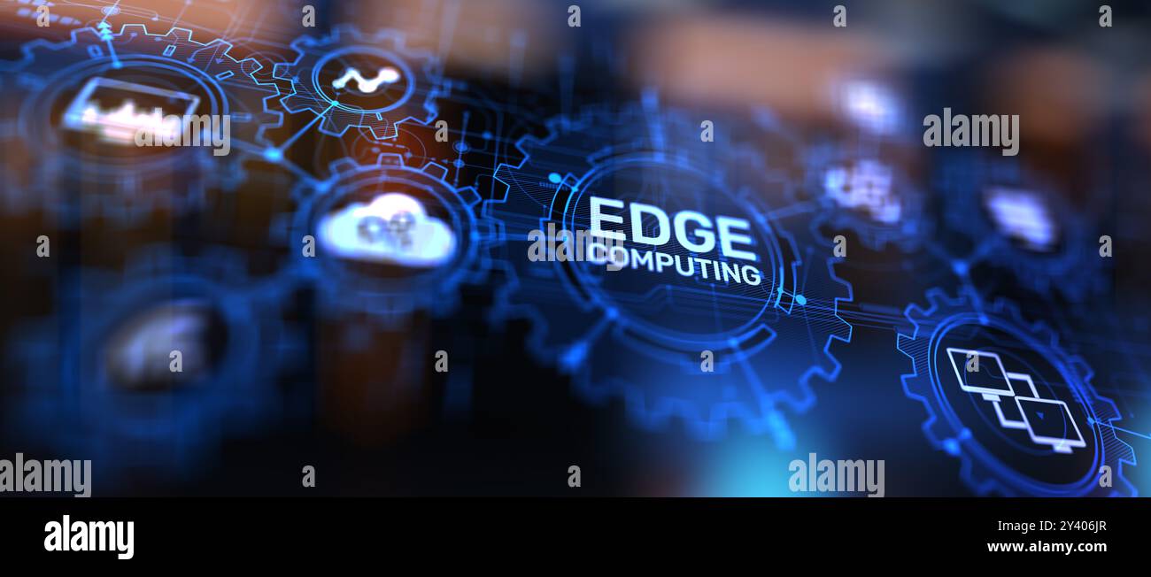 Edge computing modern IT technology on virtual screen concept Stock ...