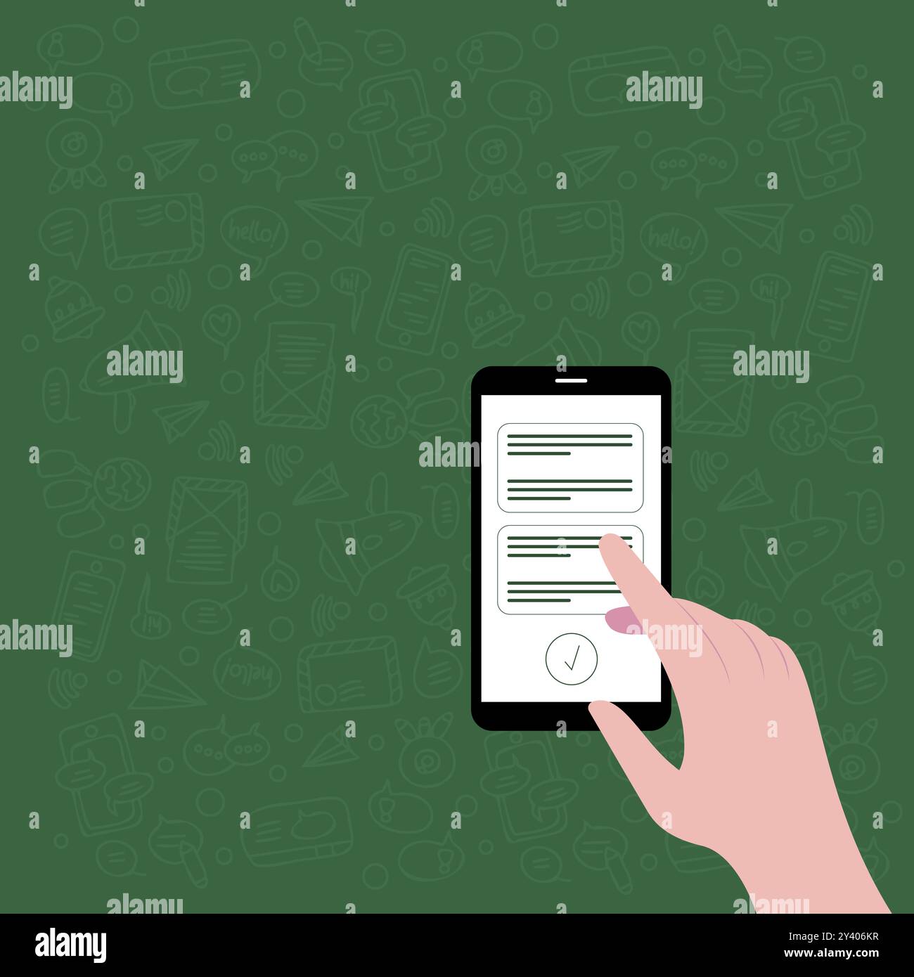 Illustration Of Hand Using Smart Phone Texting New Important Messages ...