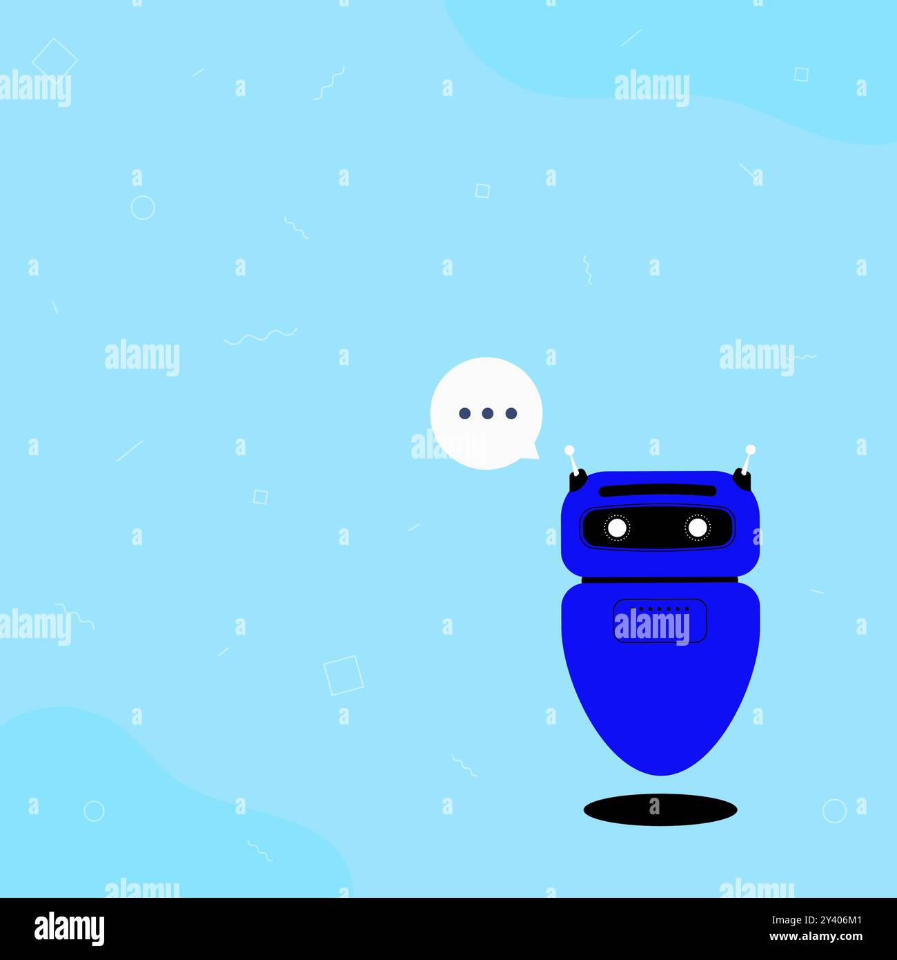 Illustration Of Cute Floating Robot Telling Information In A Chat Cloud ...
