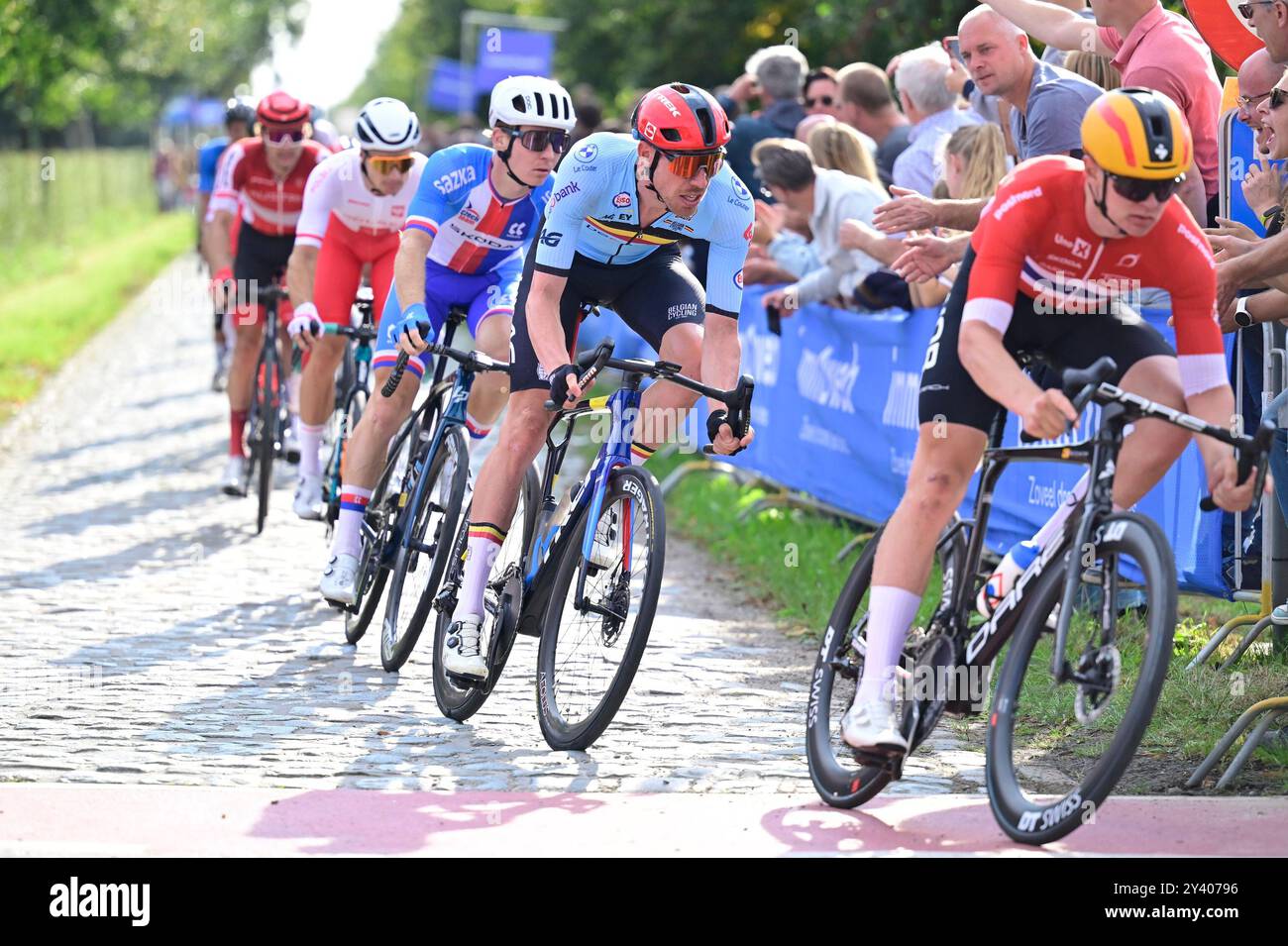 Hasselt, Belgium. 15th Sep, 2024. Belgian Tim Declercq pictured in action during the Men's Elite ...