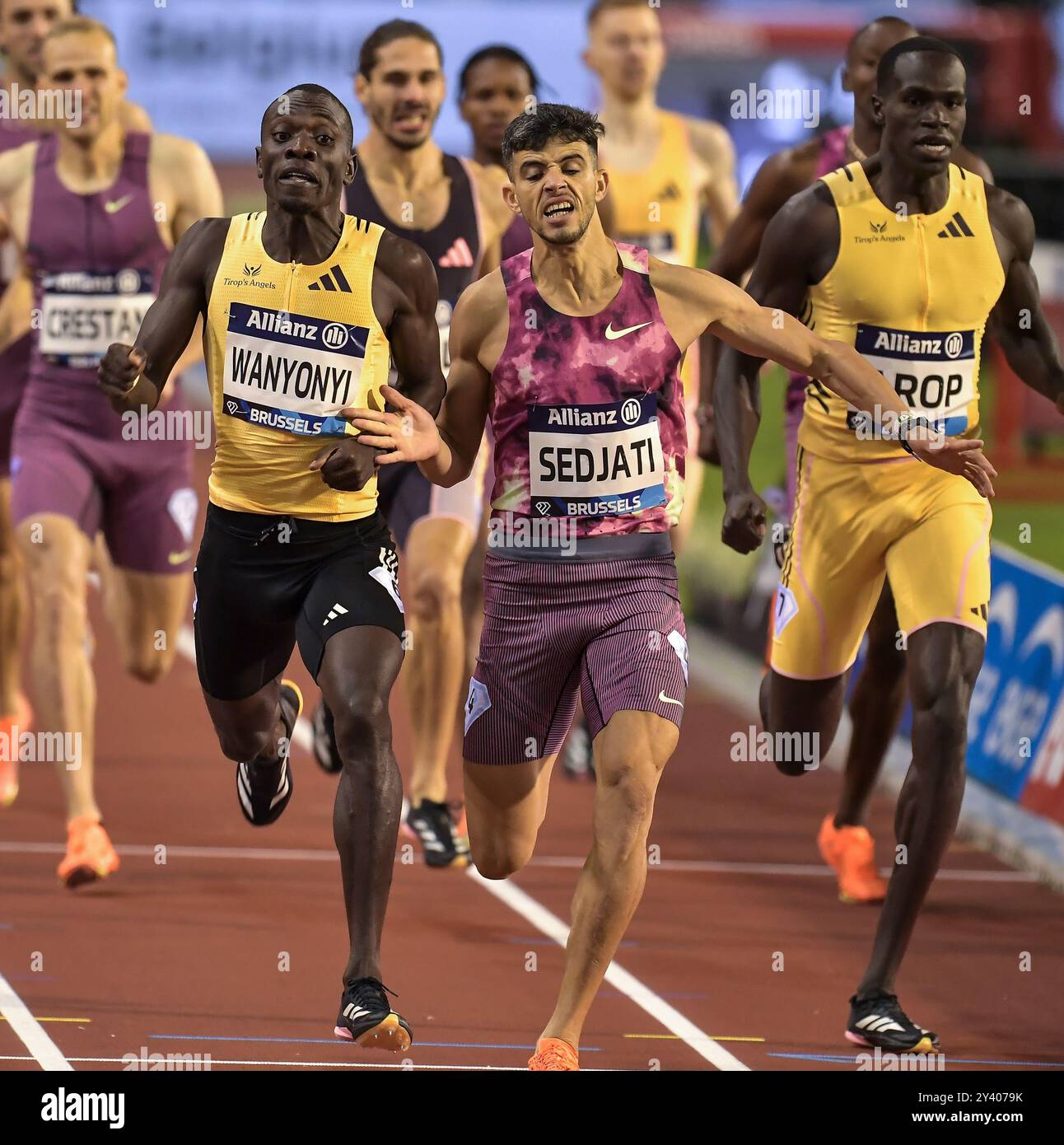 Emmanuel Wanyonyi of Kenya and Djamel Sedjati of Algeries competing in ...