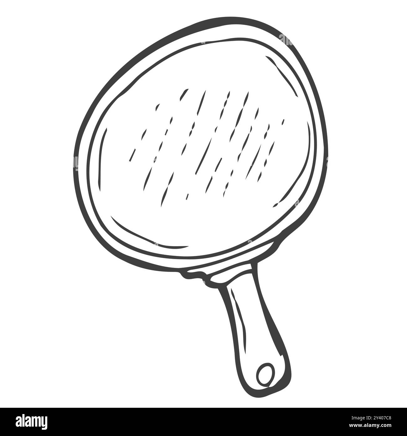 Vector hand drawn mirror. Round mirror sketch. Outline mirror sketch ...