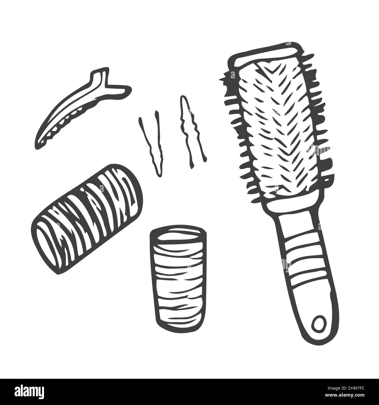 Set of hair styling tools. Vector hand drawn Stock Vector Image & Art ...