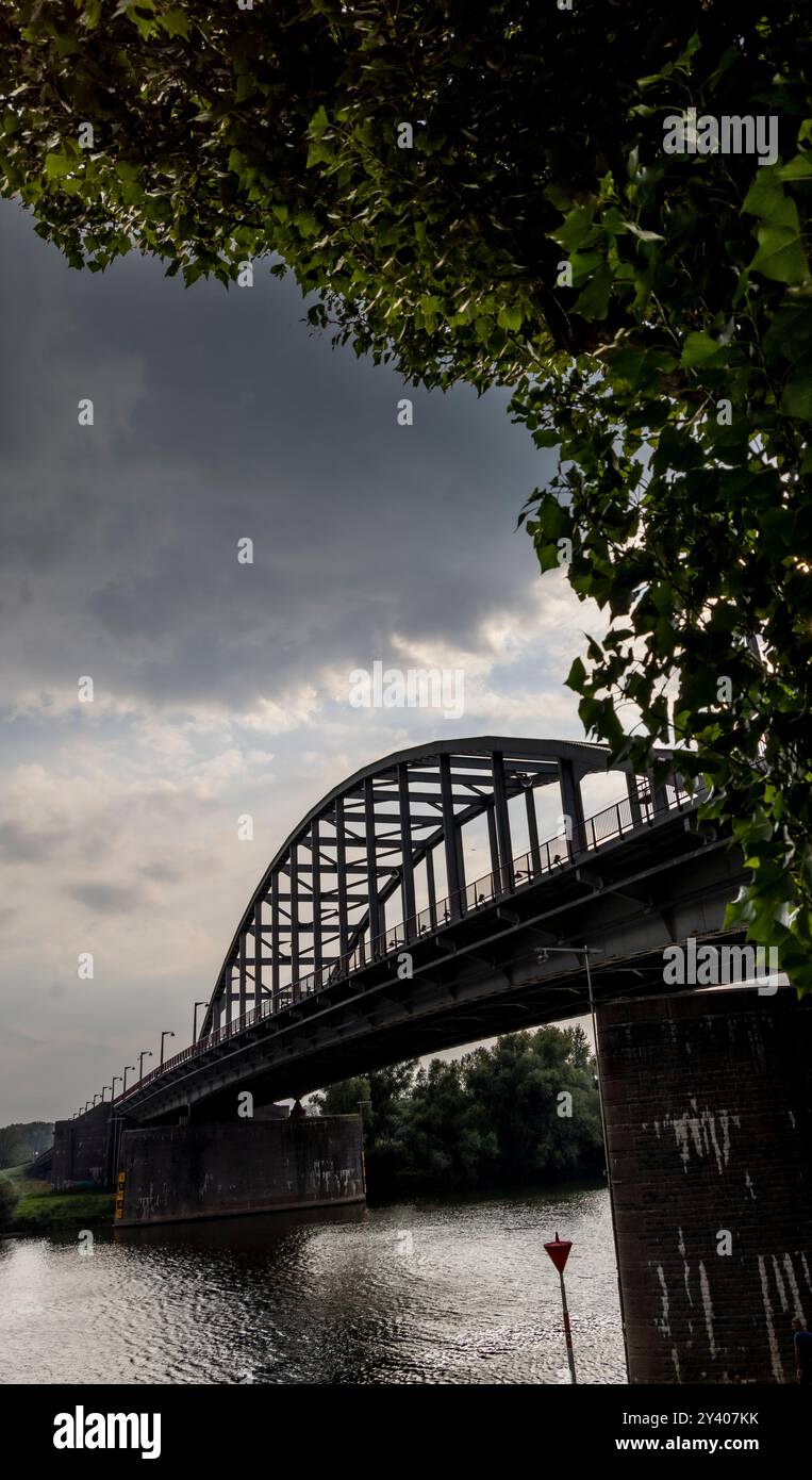 Silhouette of John Frost Bridge (John Frostbrug in Dutch). It is the ...