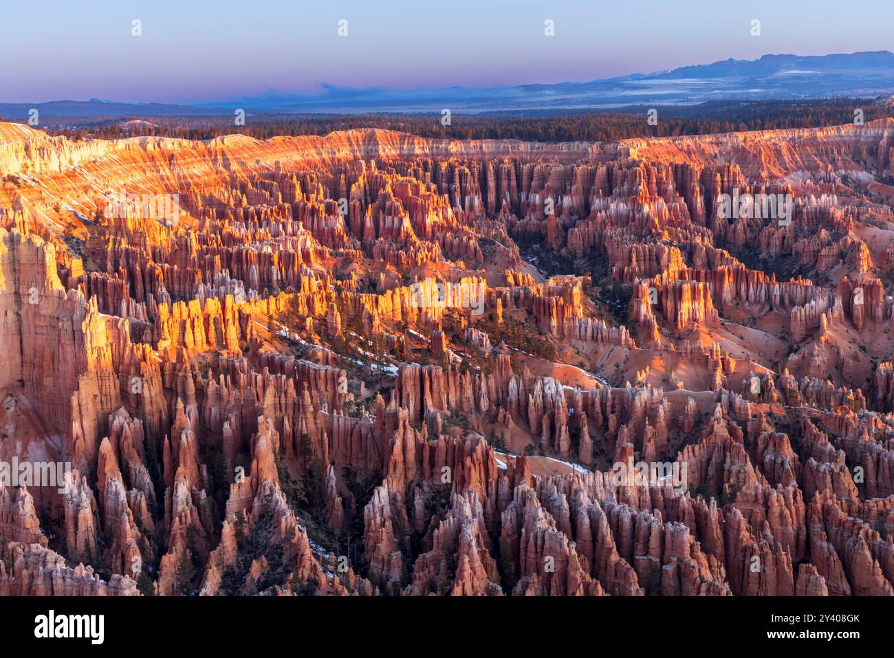 Bryce Amphitheater shortly after sunrise in Bryce Canyon National Park ...