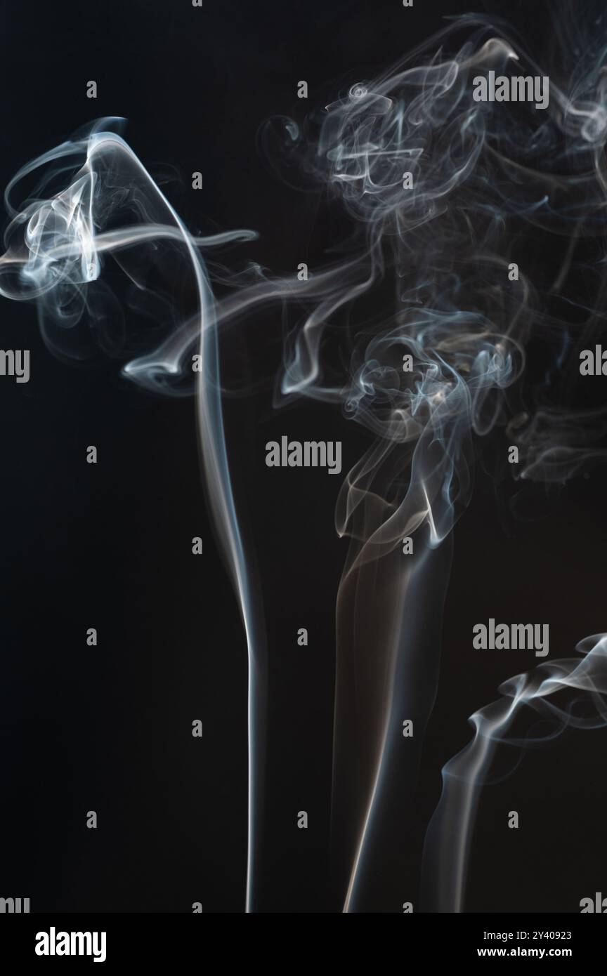 Abstract smoke effect lines isolated on black studio background Stock ...