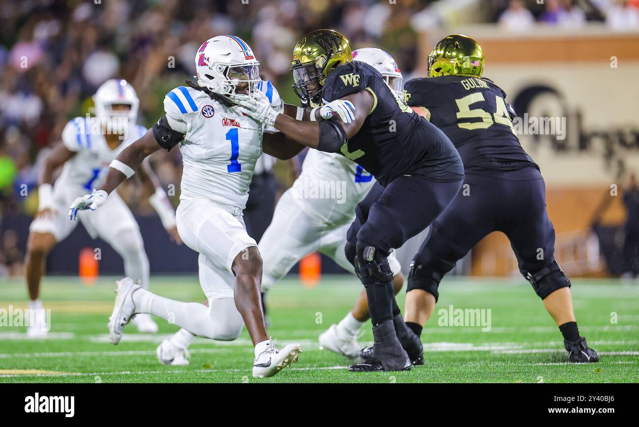 September 14, 2024: Mississippi senior Princely Umanmielen (1) rushes ...