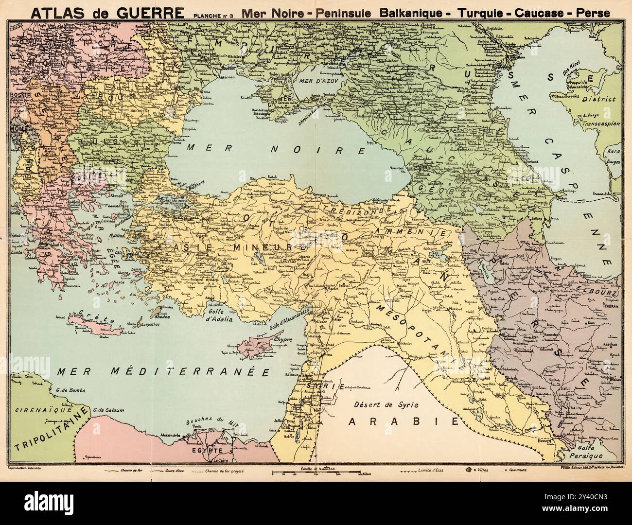 Vintage Map of the Siege of War around the Black Sea, and the Ottoman ...
