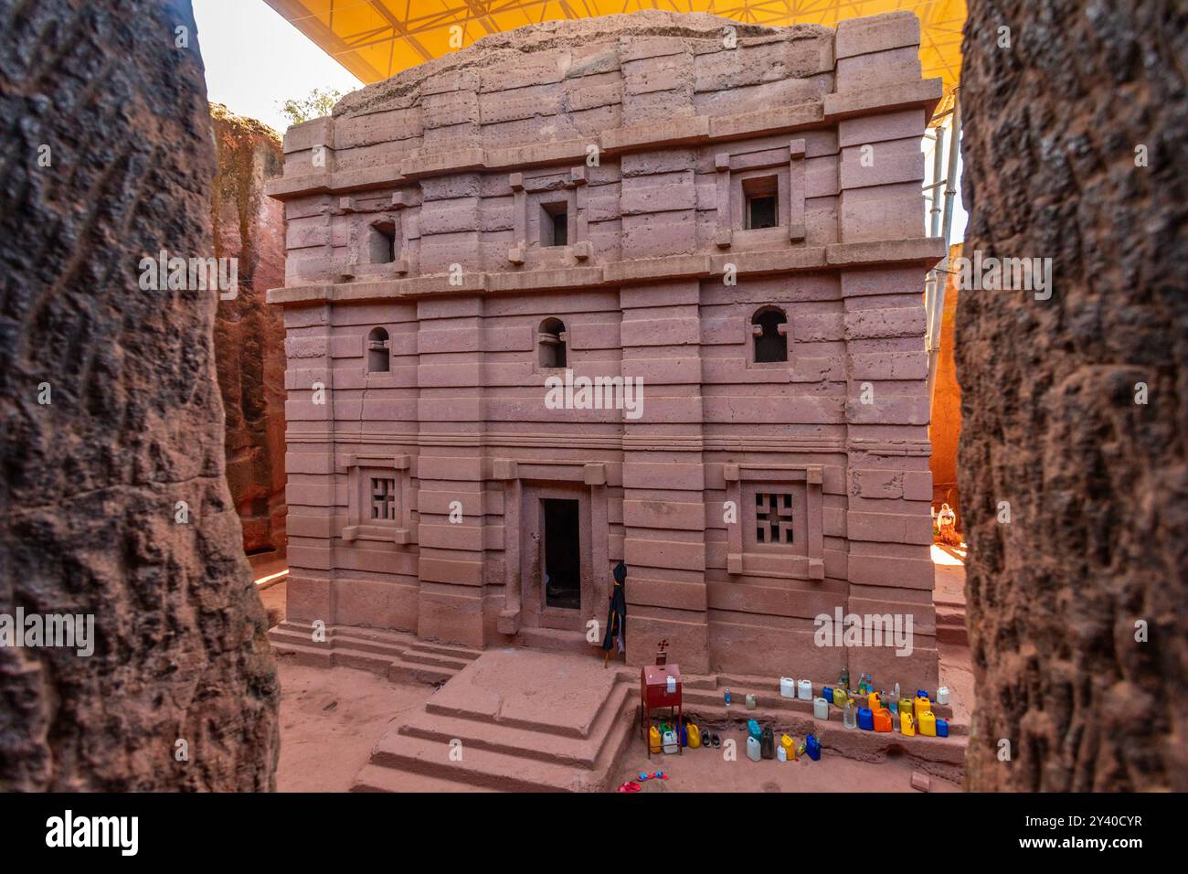 Rock hewn monolithic ortodox church of Biete Amanuel, Lalibela, Amhara ...