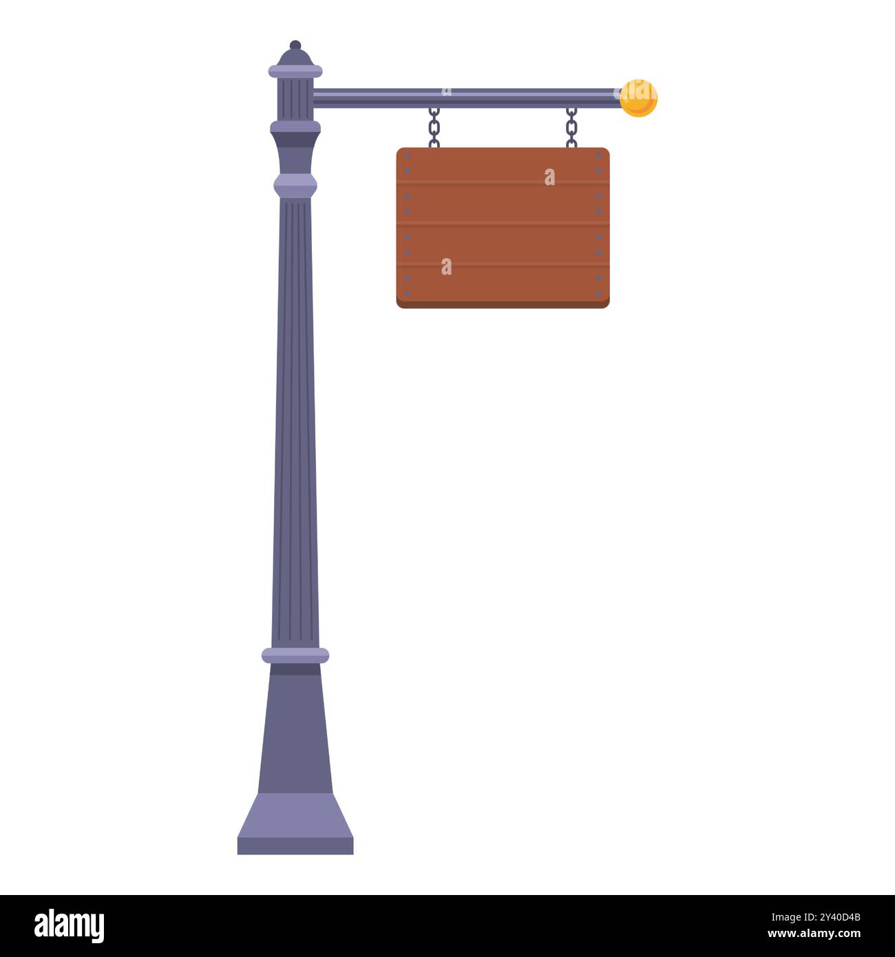 Iron pole with wooden sign. Advertising sign in the old days Stock ...