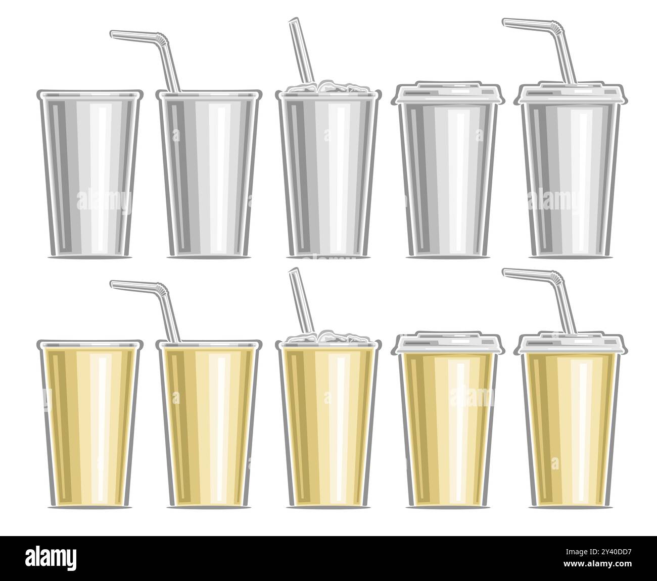 Vector Paper Cup Set, collection of cut out illustrations of 10 various ...