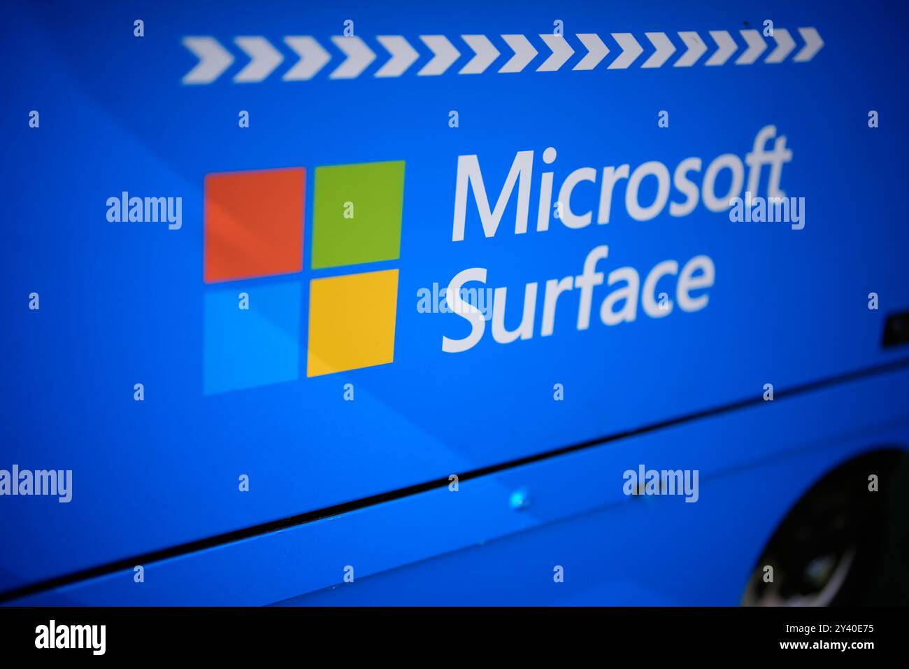 A Microsoft Surface logo is shown before an NFL football game between ...