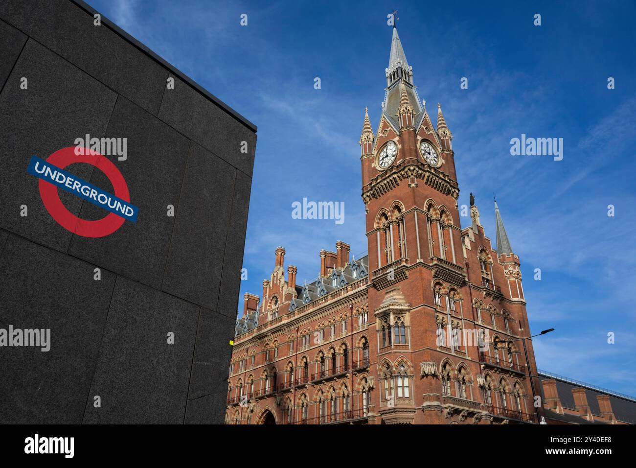 London's St. Pancras International station, showing the iconic clock ...